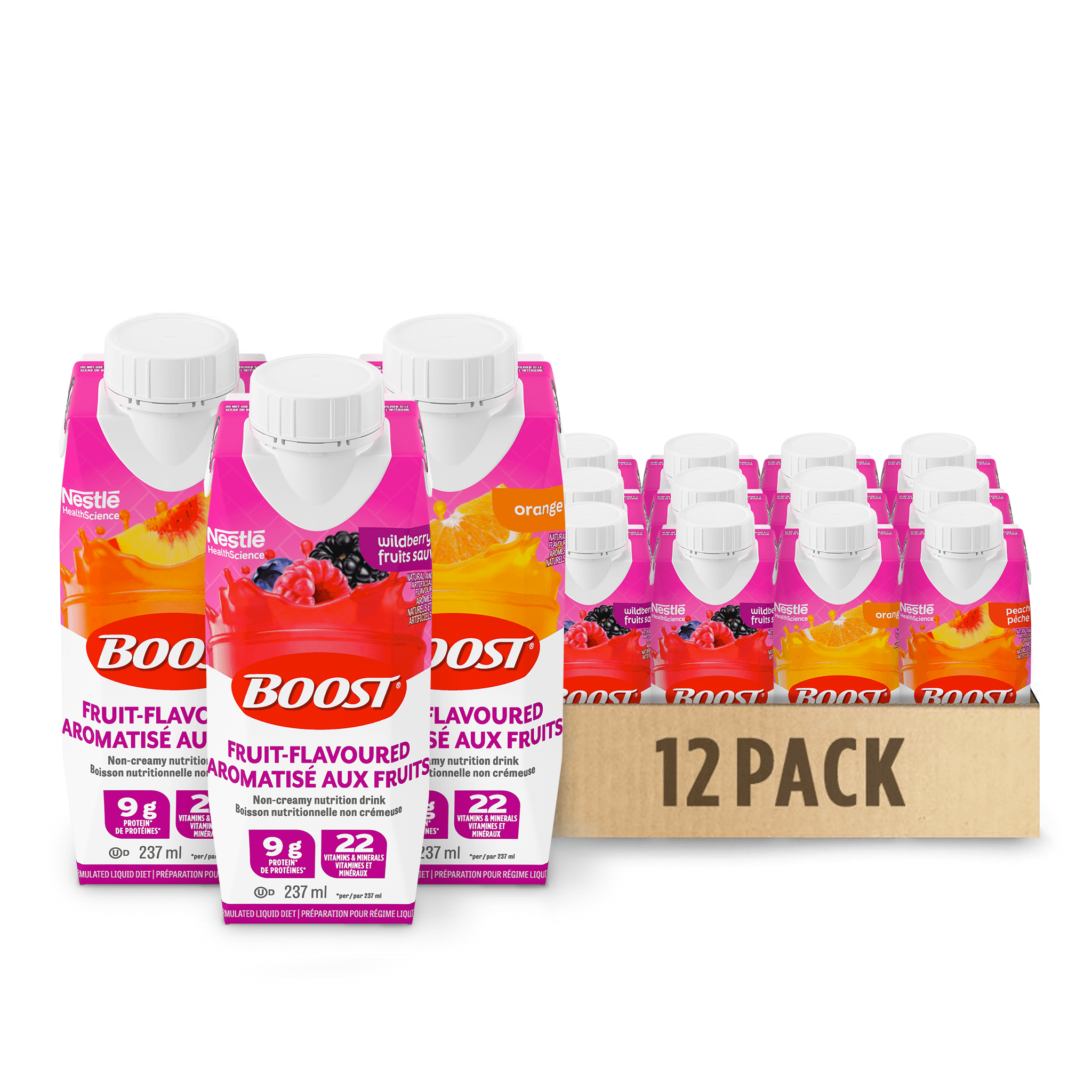 Variety BOOST® FRUIT Beverage Orange, Peach, Wildberry, 12 x 237 ml (N ...
